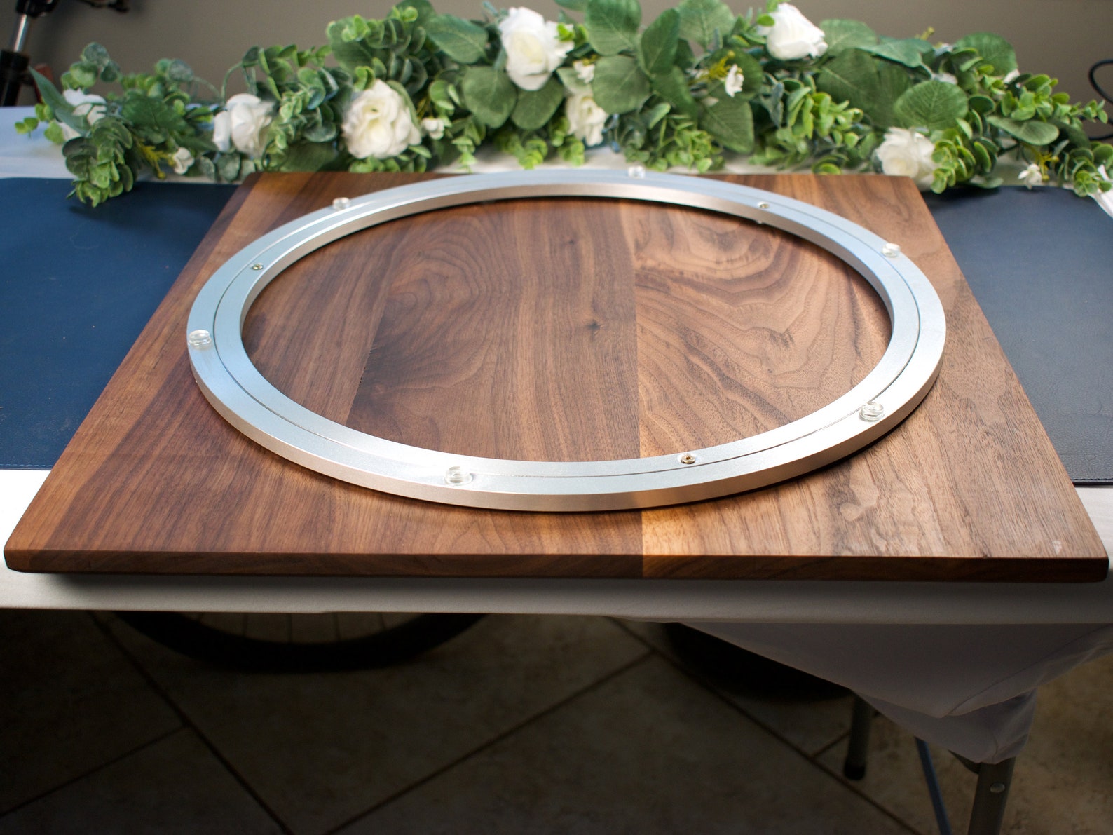 Square Walnut Lazy Susan Game Table - Etsy