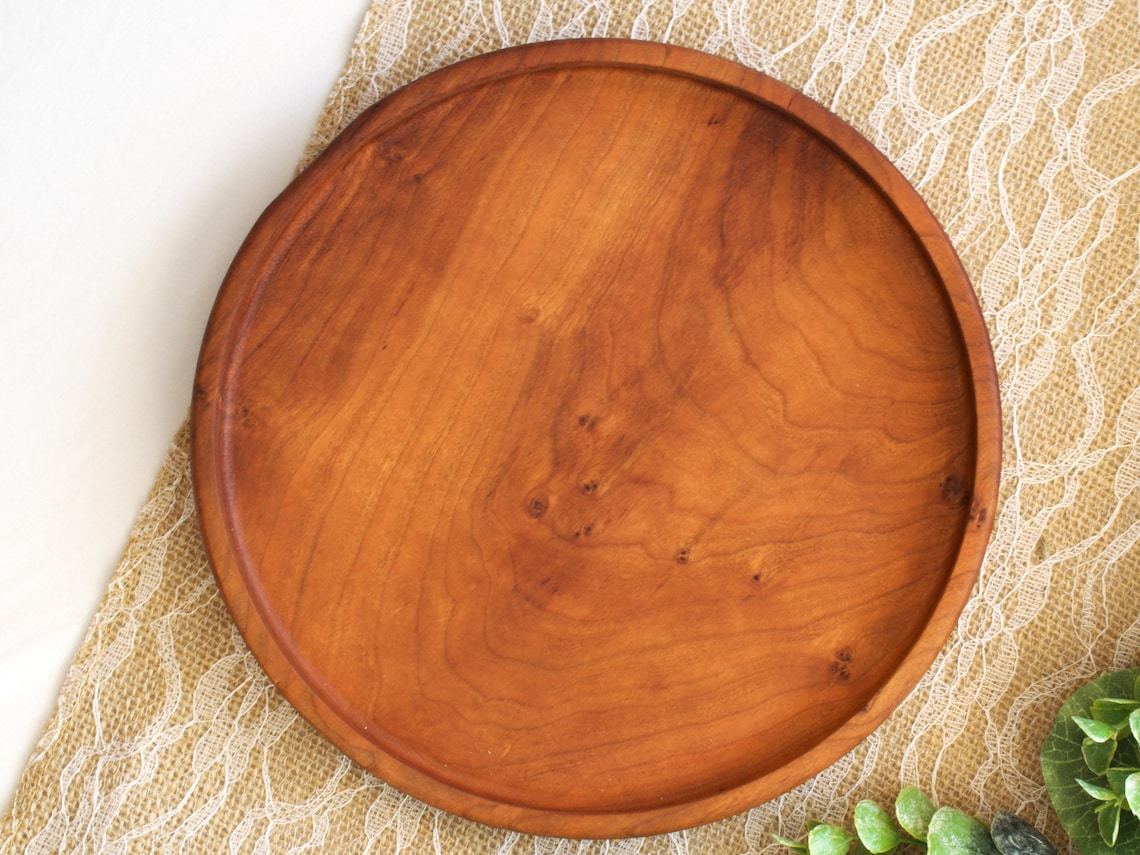 Cherry Catch All Tray Wooden Tray Round Wooden Tray - Etsy
