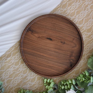 Walnut Catch All Tray, Wooden Tray, Round Wooden Tray - Etsy