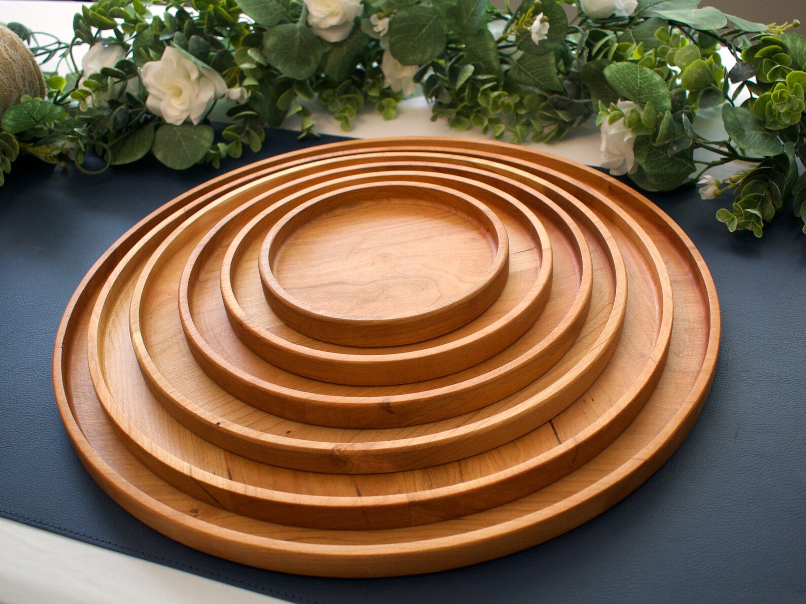 Cherry Catch All Tray Wooden Tray Round Wooden Tray - Etsy