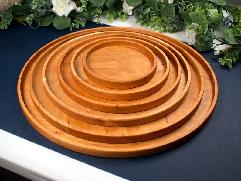 Cherry Catch All Tray Wooden Tray Round Wooden Tray - Etsy