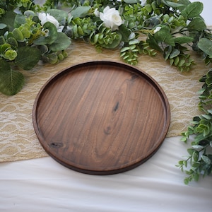 Walnut Catch All Tray, Wooden Tray, Round Wooden Tray - Etsy