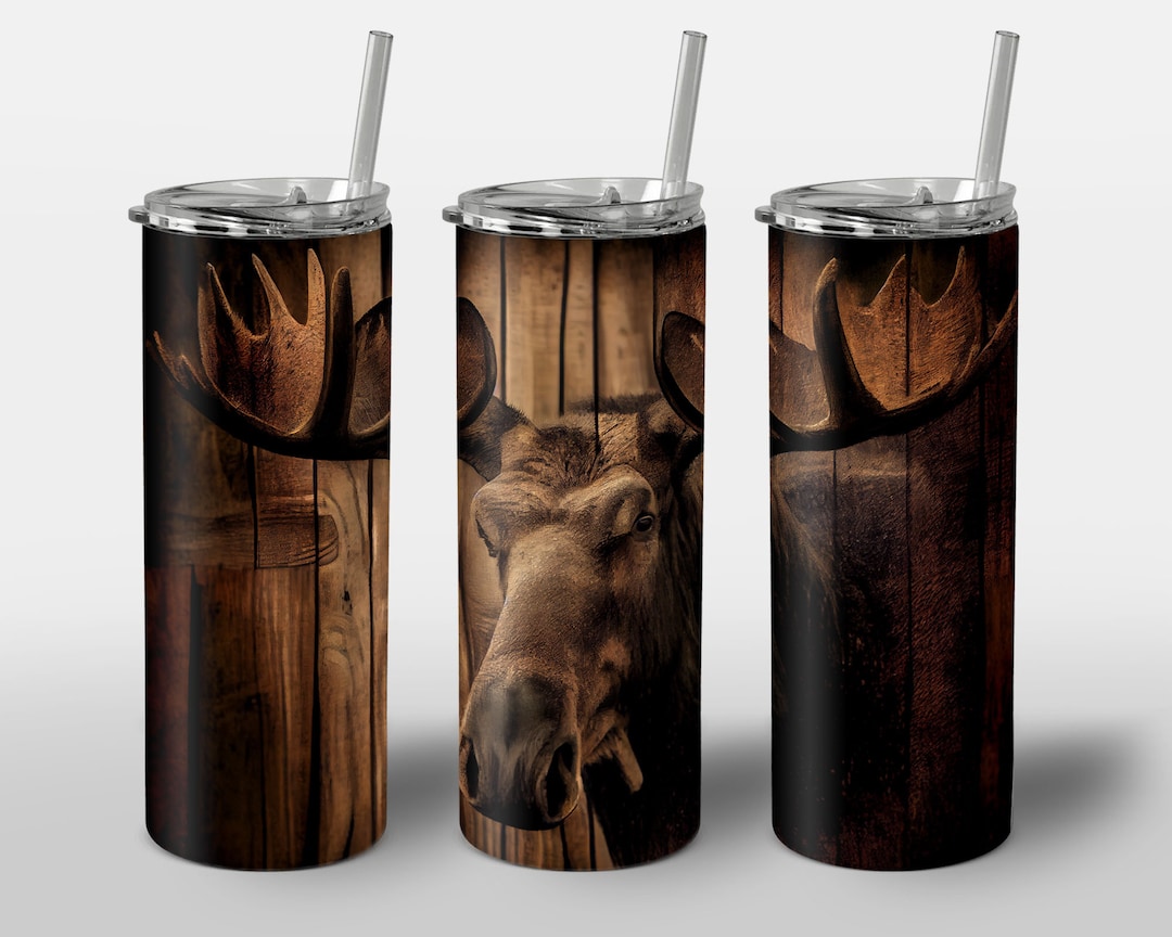 Moose Deer Design for Tumbler, Alcohol Ink Art, Brown Elk Rustic Wood ...