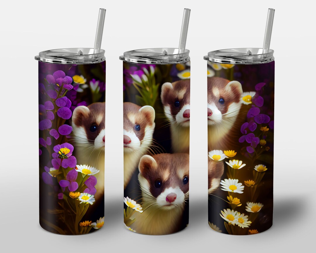 Cute Ferrets Design for Tumbler, Alcohol Ink Art, Baby Ferret Purple ...