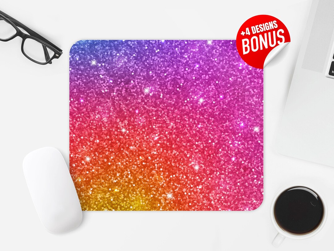 Colorful Glitter Mouse Pad Sublimation Design, Pink Orange Ombre ...
