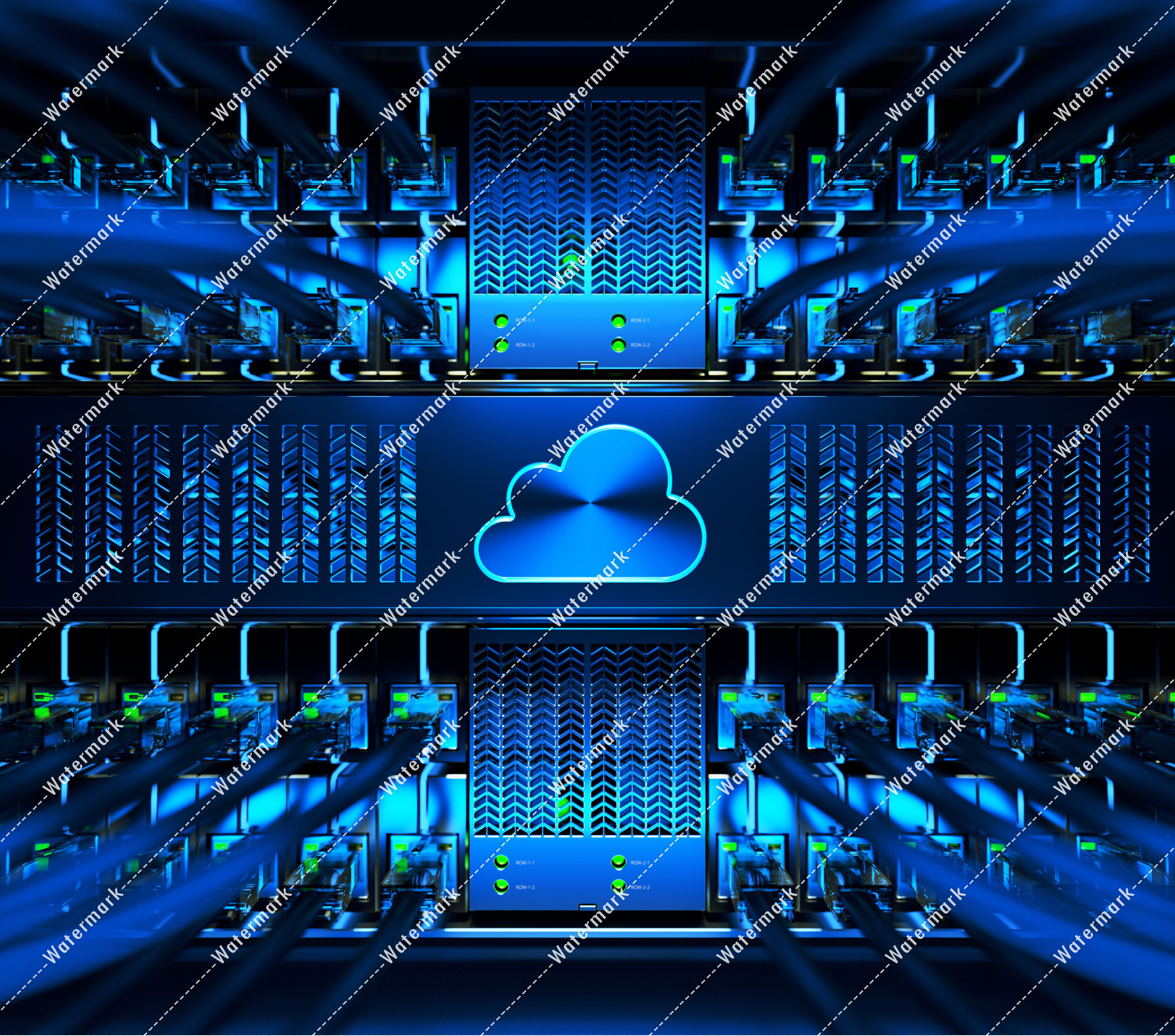 Servers Design for Tumbler Neon Blue Cloud Server Computing - Etsy