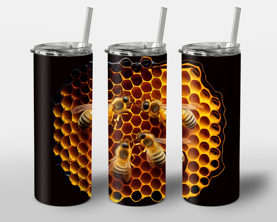 Bees Design for Tumbler, Alcohol Ink Art, Bees in Honeycomb, STRAIGHT ...