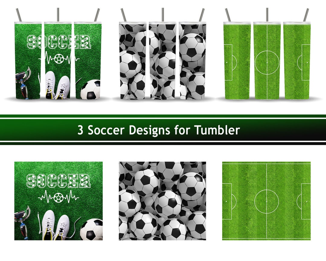 Soccer Designs Bundle for Tumbler, Set of 3 Wrap PNG for 20oz Skinny ...
