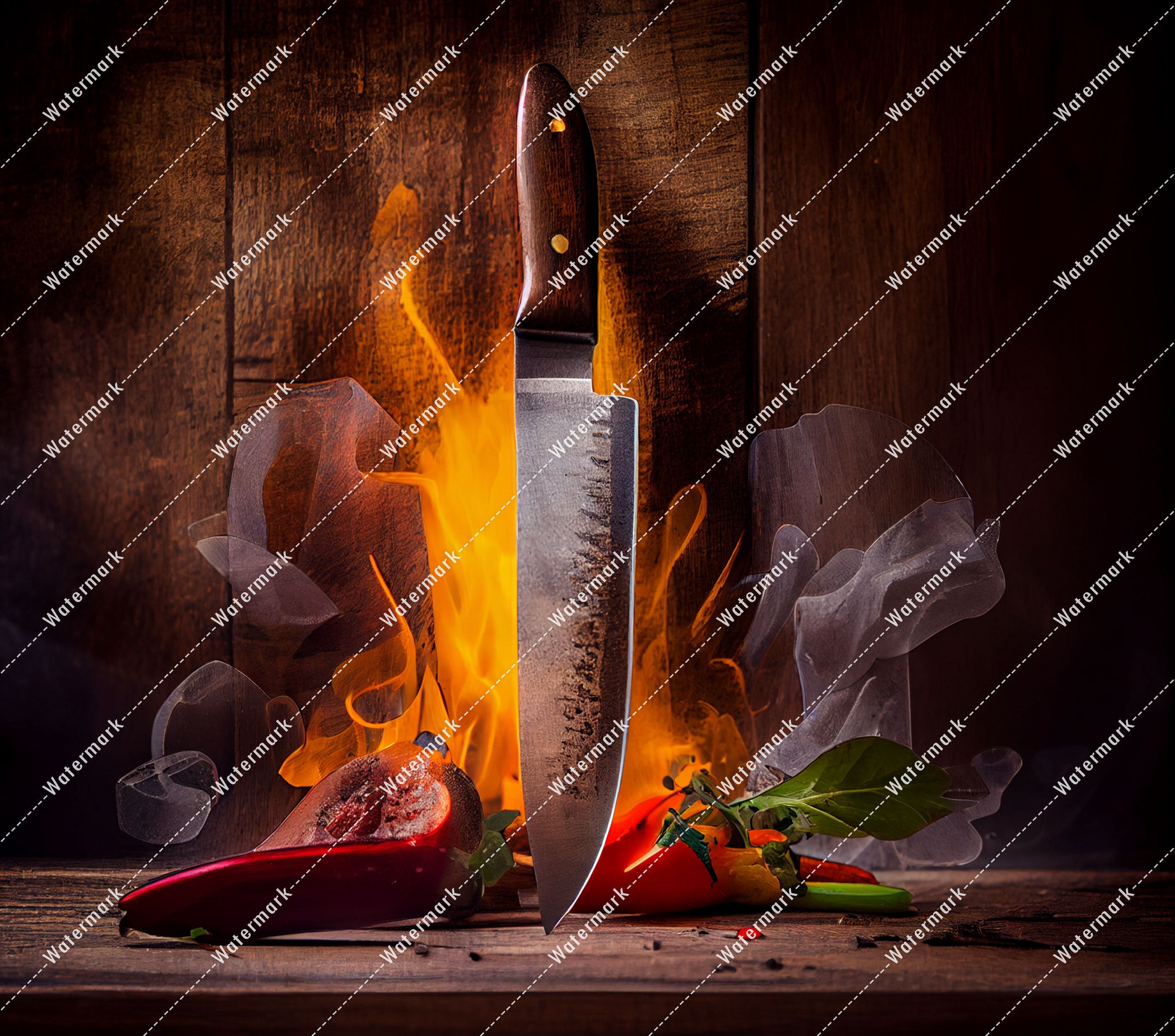 Chef Knife Design for Tumbler, Alcohol Ink Art, Fire Wood Restaurant ...