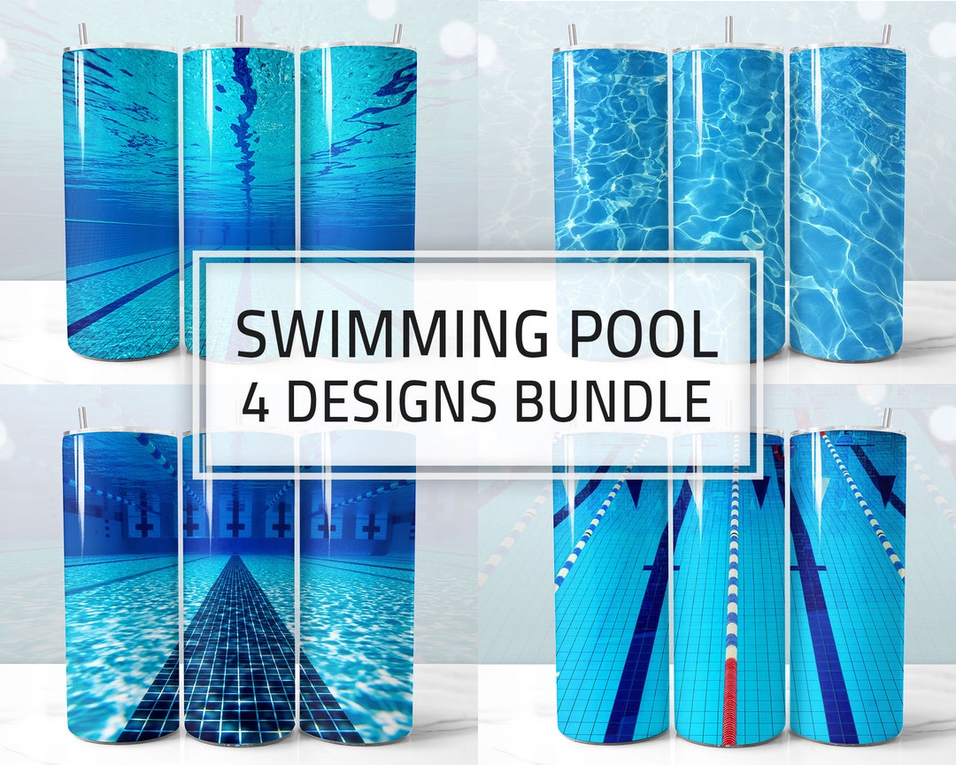 Swimming Pool Designs for Tumbler, Set of 4 Wrap PNG for 20 Oz Skinny ...