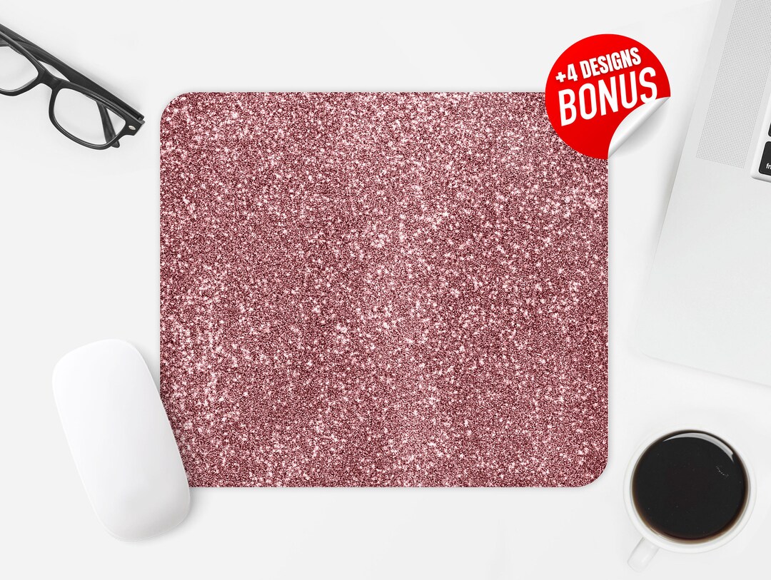 Rose Gold Glitter Mouse Pad Sublimation Design, Ombre Pink Glitter ...
