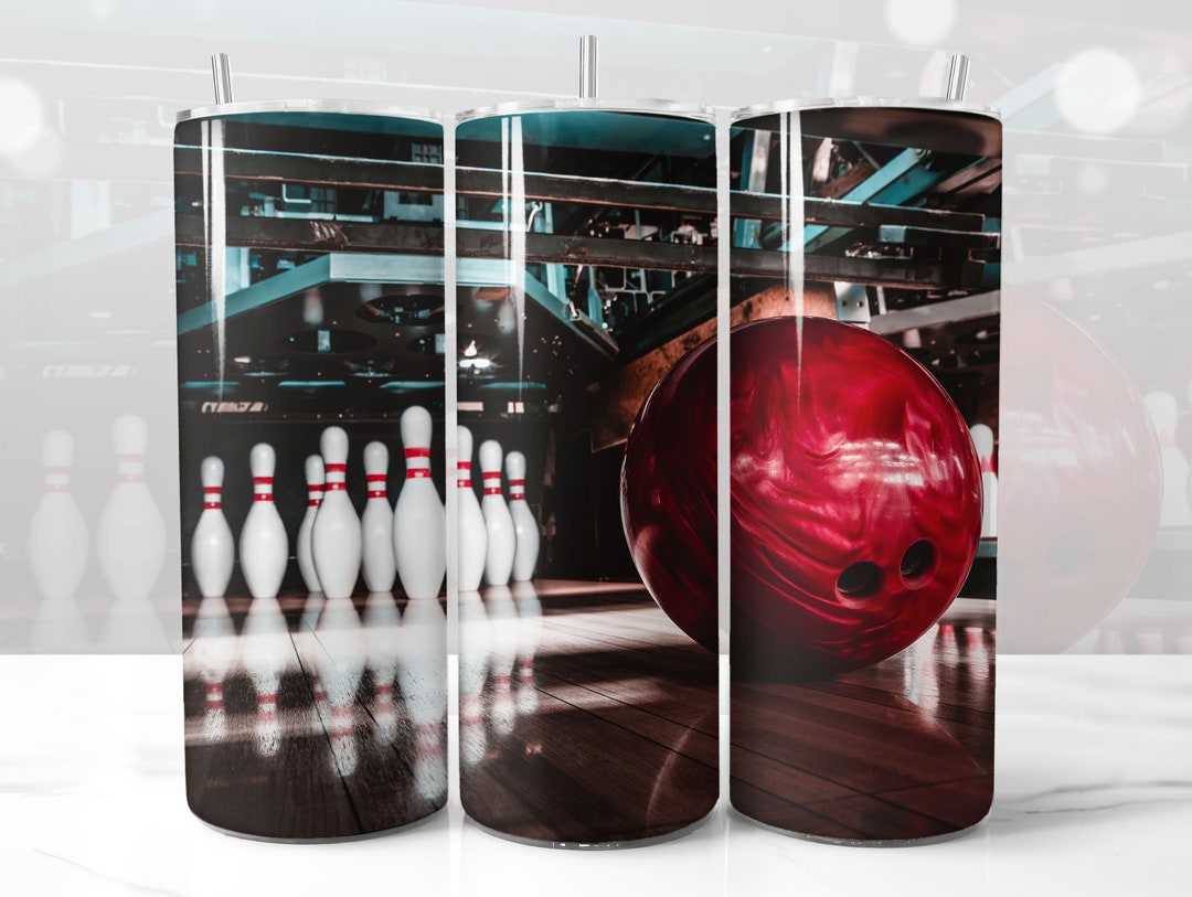 Bowling Game Design for Tumbler, STRAIGHT 20oz Skinny Tumbler Wrap ...