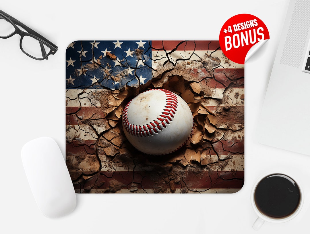 3D Baseball Patriotic Mouse Pad Sublimation Design, Computer Mouse Pad ...
