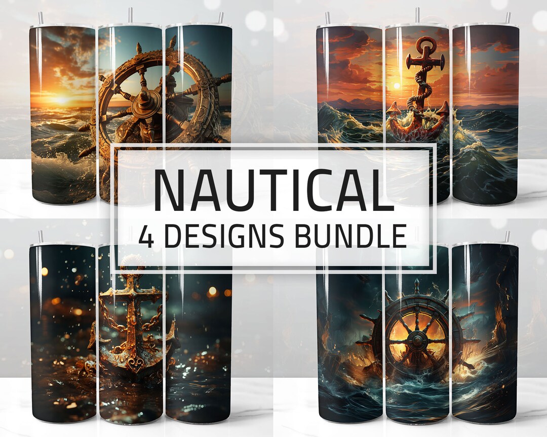 3D Nautical Designs Bundle, Alcohol Ink, Sunset Ocean Sea Anchor ...