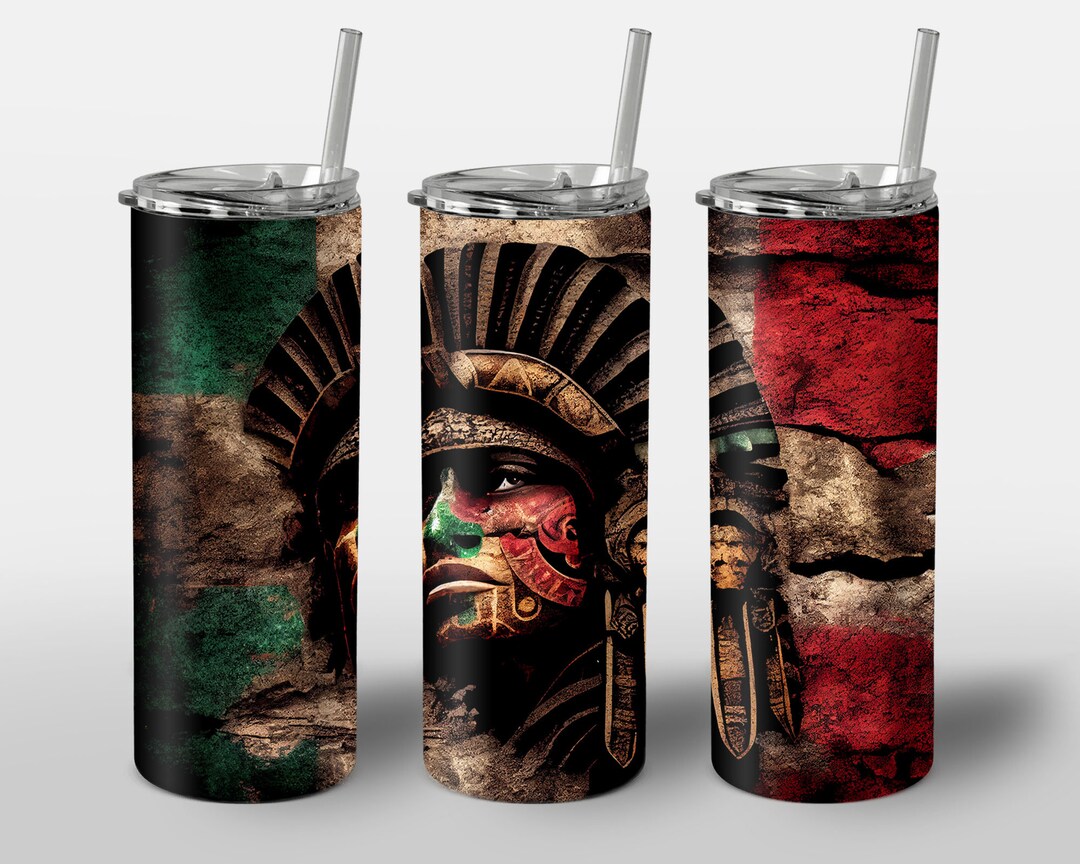 Mexican Aztec Warrior Design for Tumbler, Alcohol Ink Art, STRAIGHT ...