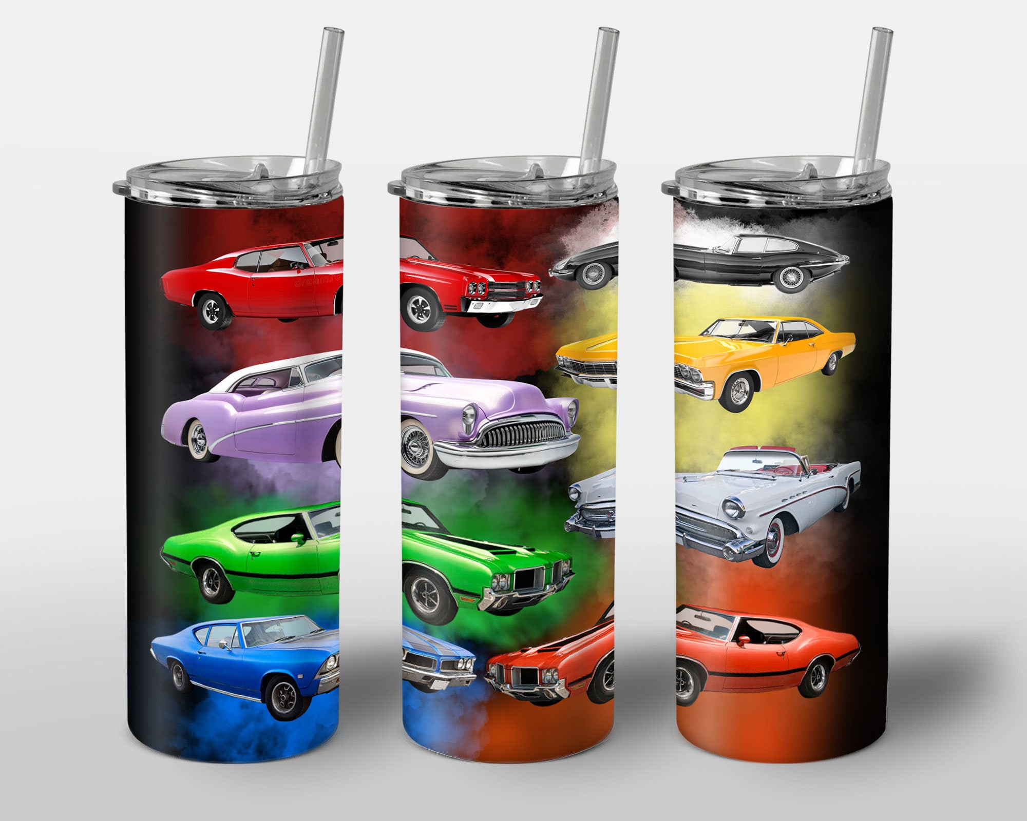 Classic Cars Design for Tumbler Colorful Smoke Black - Etsy