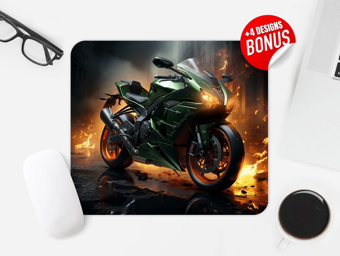 3D Sport Motorcycle Mouse Pad Sublimation Design, Fire Bike Computer ...