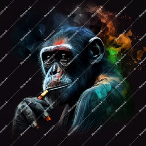Smoking Monkey Design for Tumbler Alcohol Ink Art Chimpanzee - Etsy