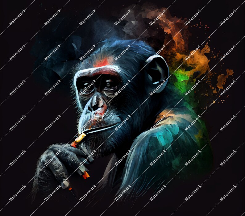 Smoking Monkey Design for Tumbler Alcohol Ink Art Chimpanzee - Etsy
