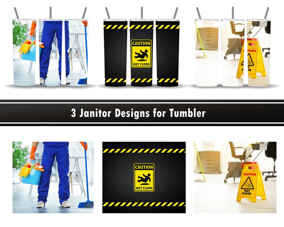 Janitor Designs Bundle for Tumbler, Janitor Yellow Danger Sign Cleaning ...