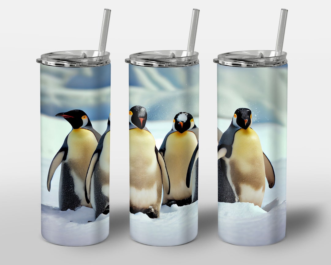Penguins Design for Tumbler, Alcohol Ink Art, North Snow Birds Penguins, STRAIGHT 20oz Skinny ...