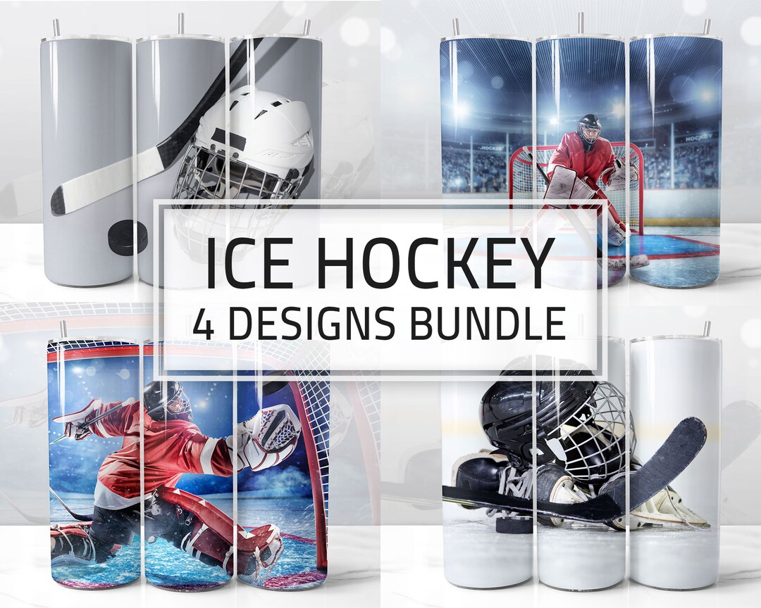 Ice Hockey Designs Bundle for Tumbler, Set of 4 Wrap PNG for 20oz ...