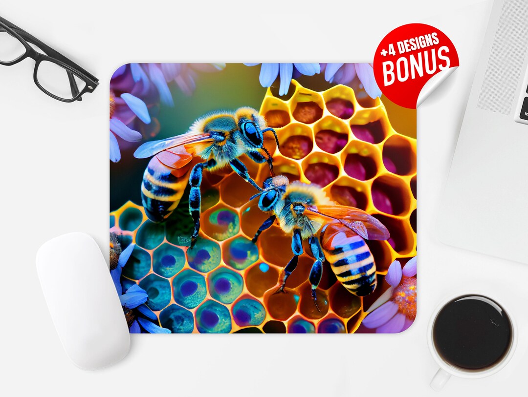 3d Bees Mouse Pad Sublimation Design, Colorful Honeycomb Computer Mouse ...