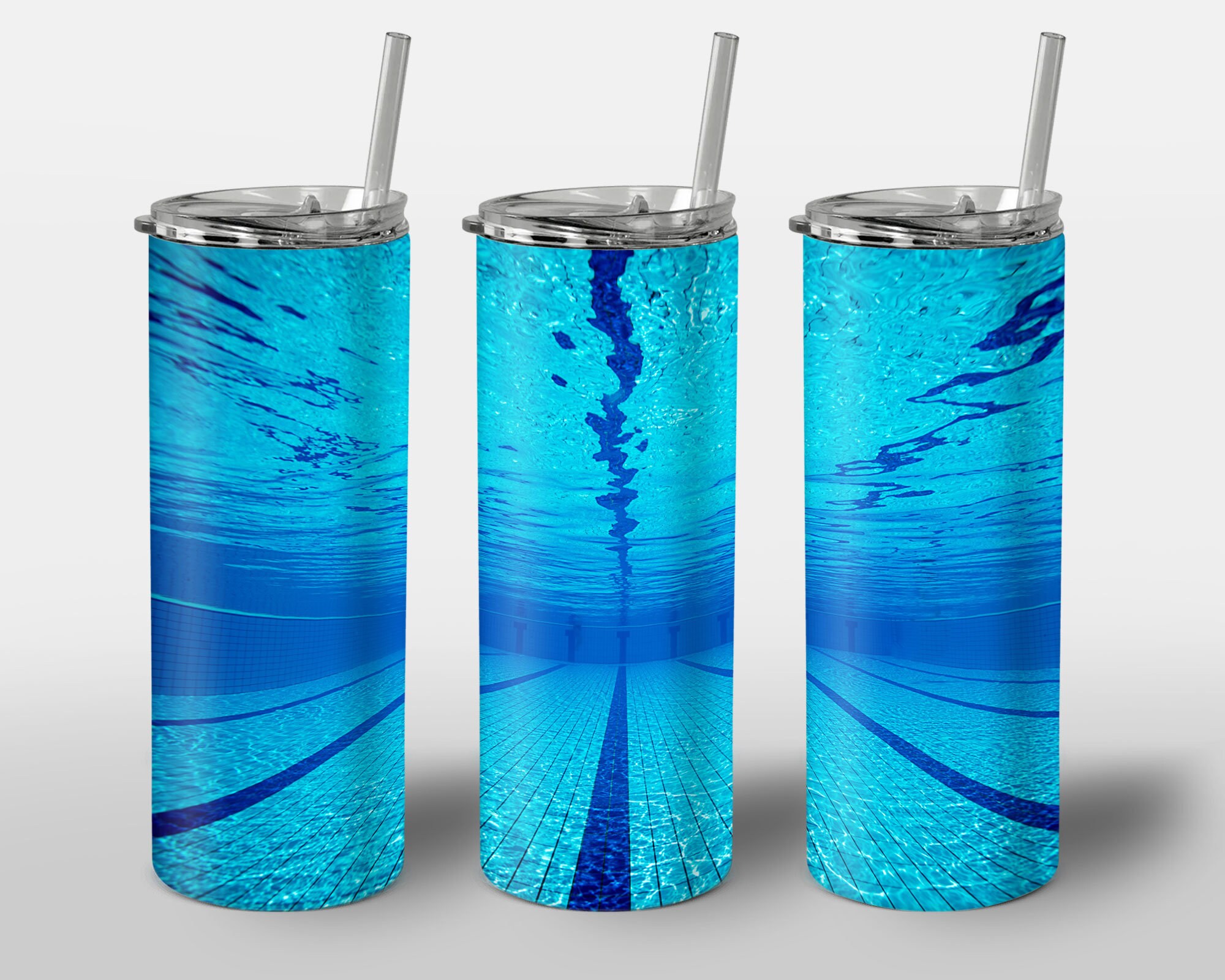 Swimming Pool Design for Tumbler, STRAIGHT 20oz Skinny Tumbler Wrap ...