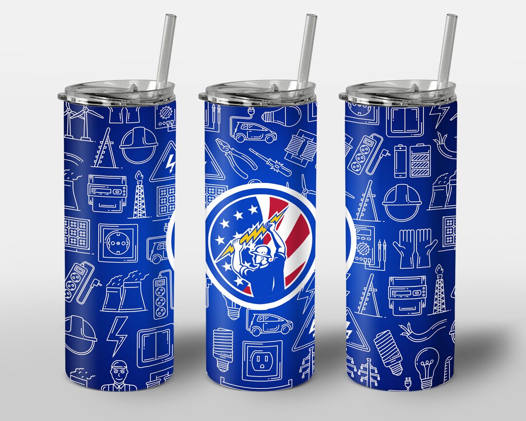 American Electrician Design for Tumbler, Blue Pattern Electricity ...