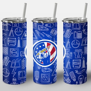 American Electrician Design for Tumbler, Blue Pattern Electricity ...