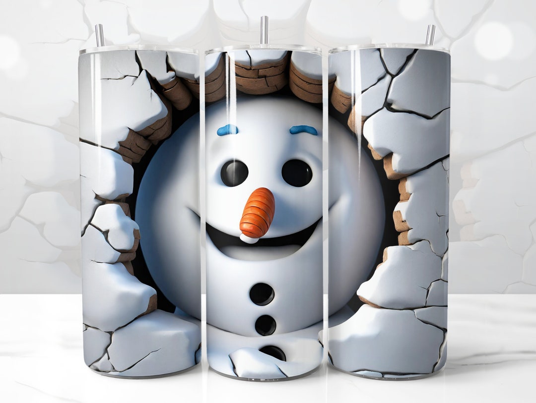 3D Snowman Hole in Snowflakes Wall Tumbler Wrap 20oz Tumbler ...