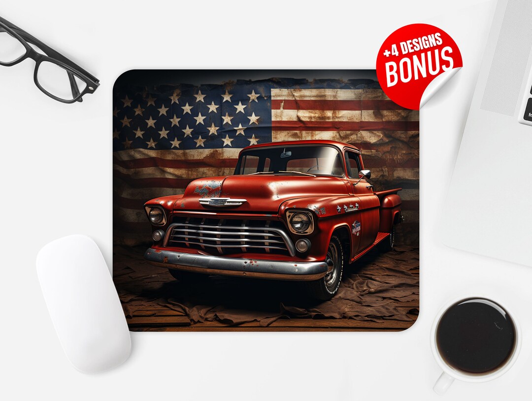 3D Old Truck Mouse Pad Sublimation Design, USA Patriotic Flag Farm ...