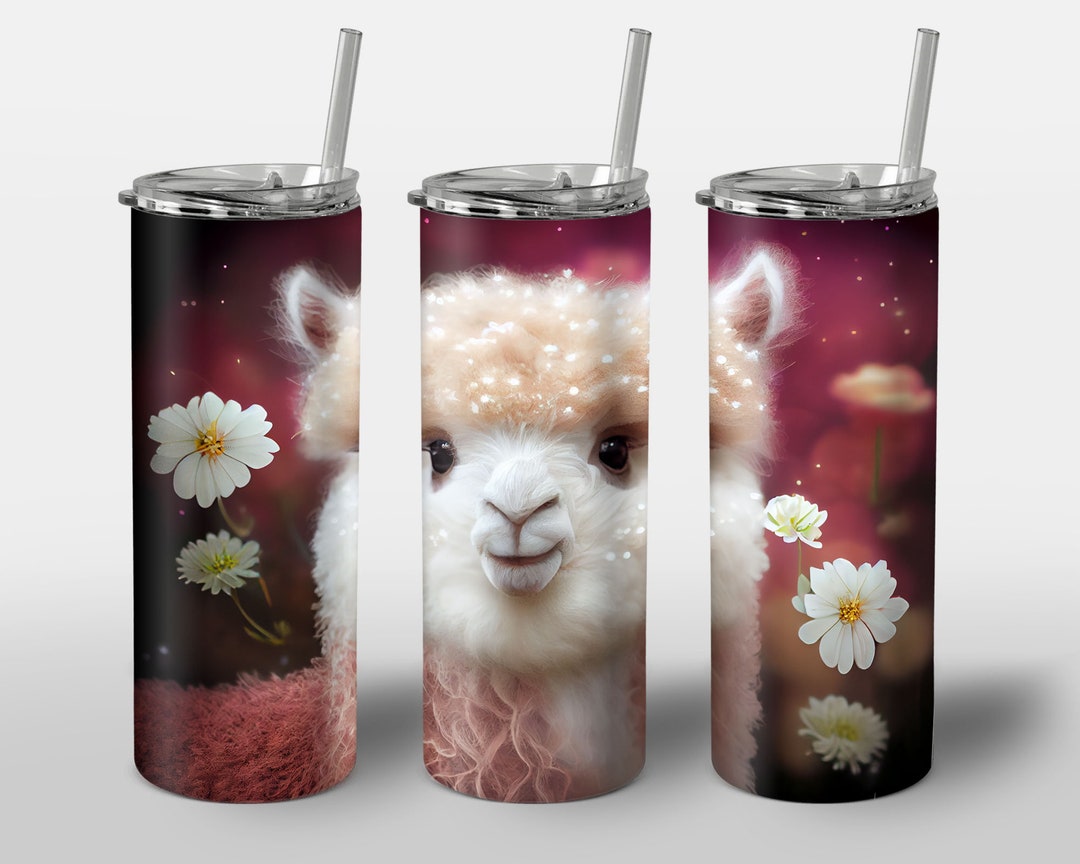 Alpaca Floral Design for Tumbler, Alcohol Ink Art, Cute Baby Alpaca ...