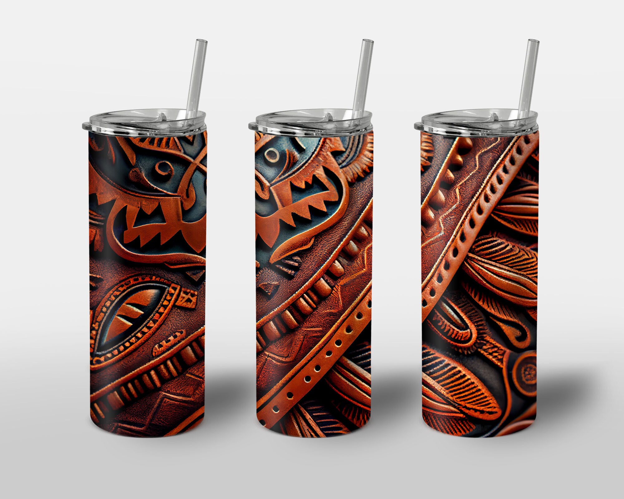 Leather Tumbler Designs Bundle, Alcohol Ink, Tooled Rustic Leather ...