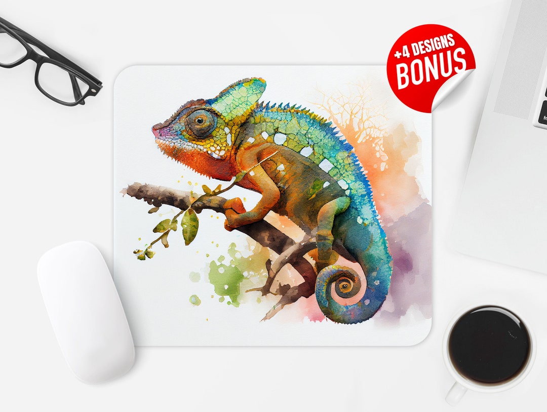 Chameleon Mouse Pad Sublimation Design, Watercolor Reptiles Lizards ...