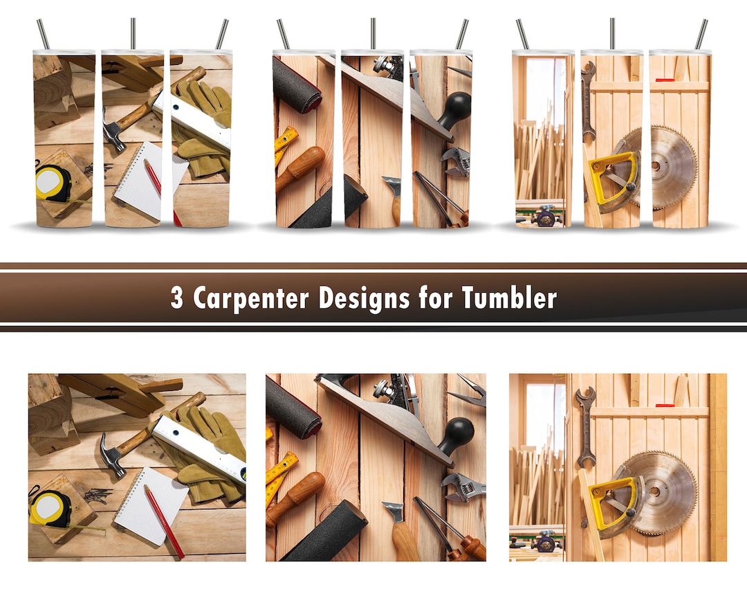 Carpenter Designs Bundle for Tumbler, Wooden Materials Tools Wood ...