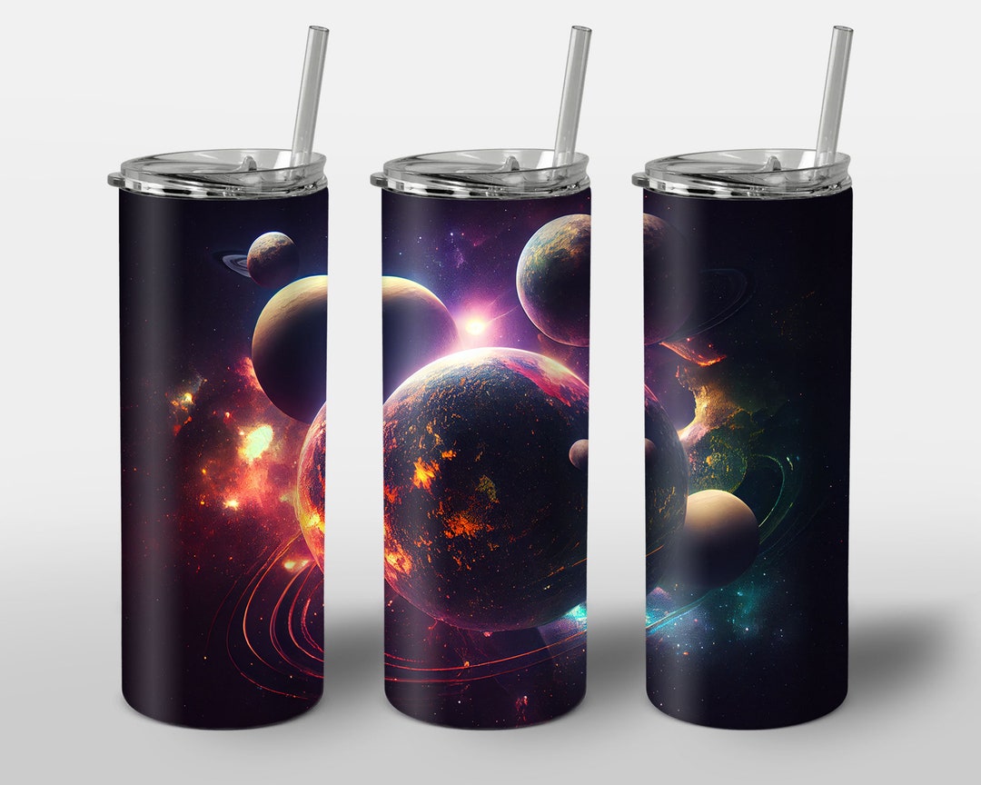 Planetary Alignment Design for Tumbler, Alcohol Ink Art, Space Milky ...