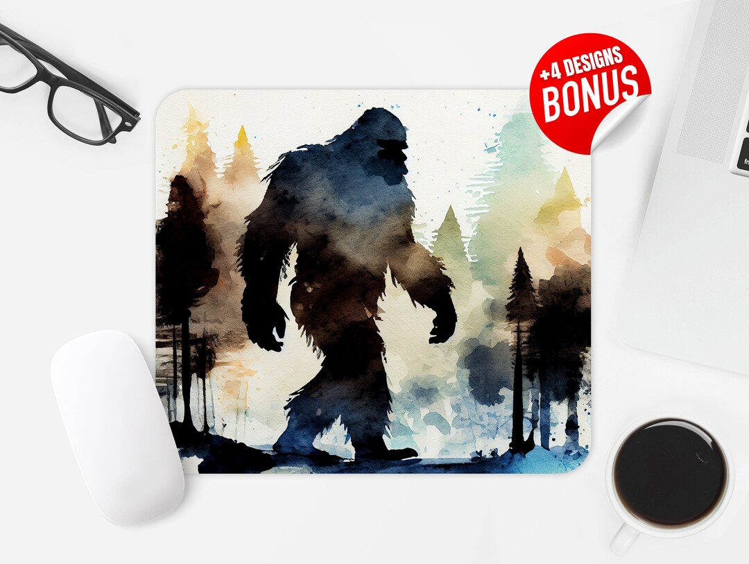 Bigfoot Mouse Pad Sublimation Design, Watercolor Jungle Bigfoot ...