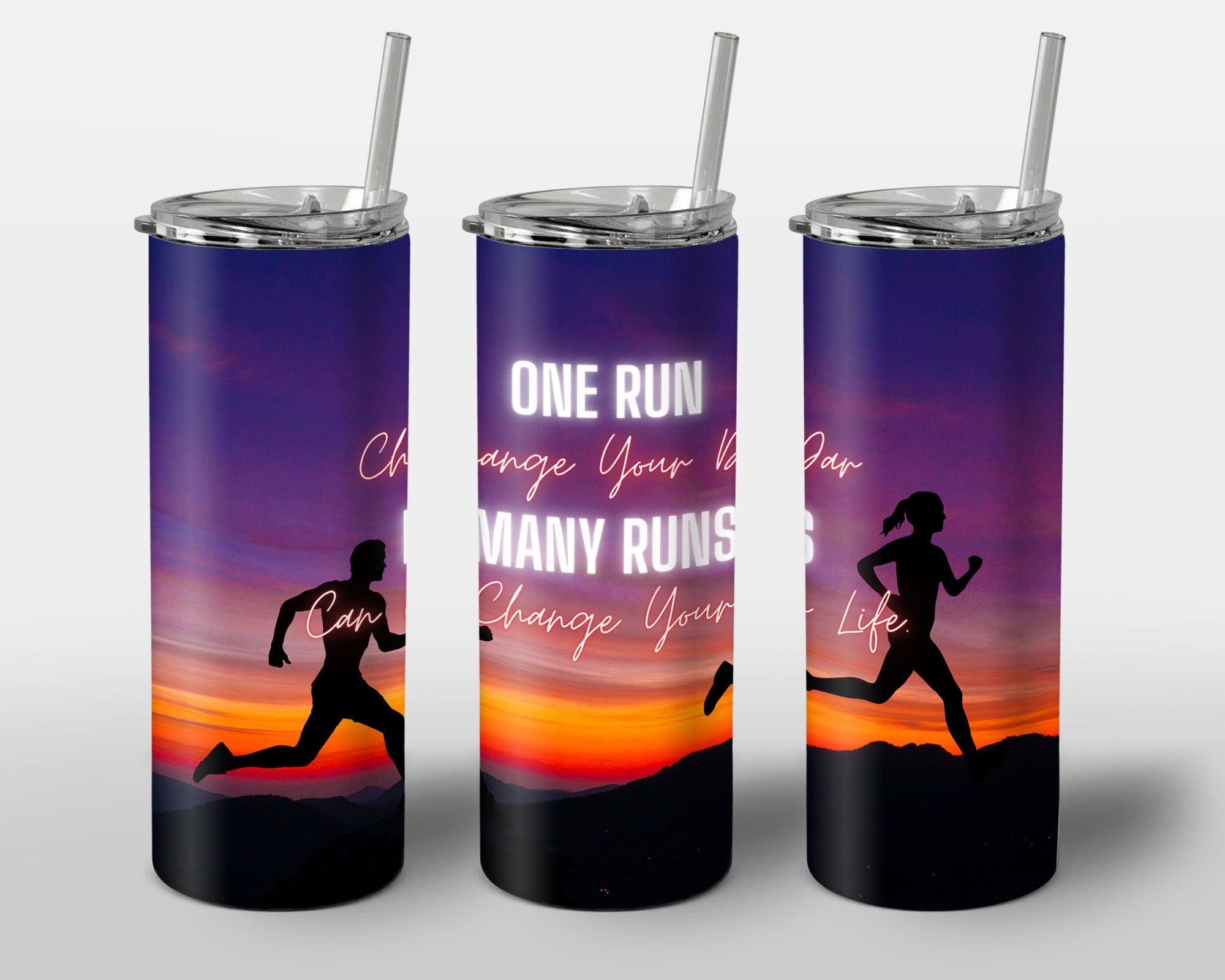 One Run Change Your Day Design for Tumbler Sunset Cross - Etsy