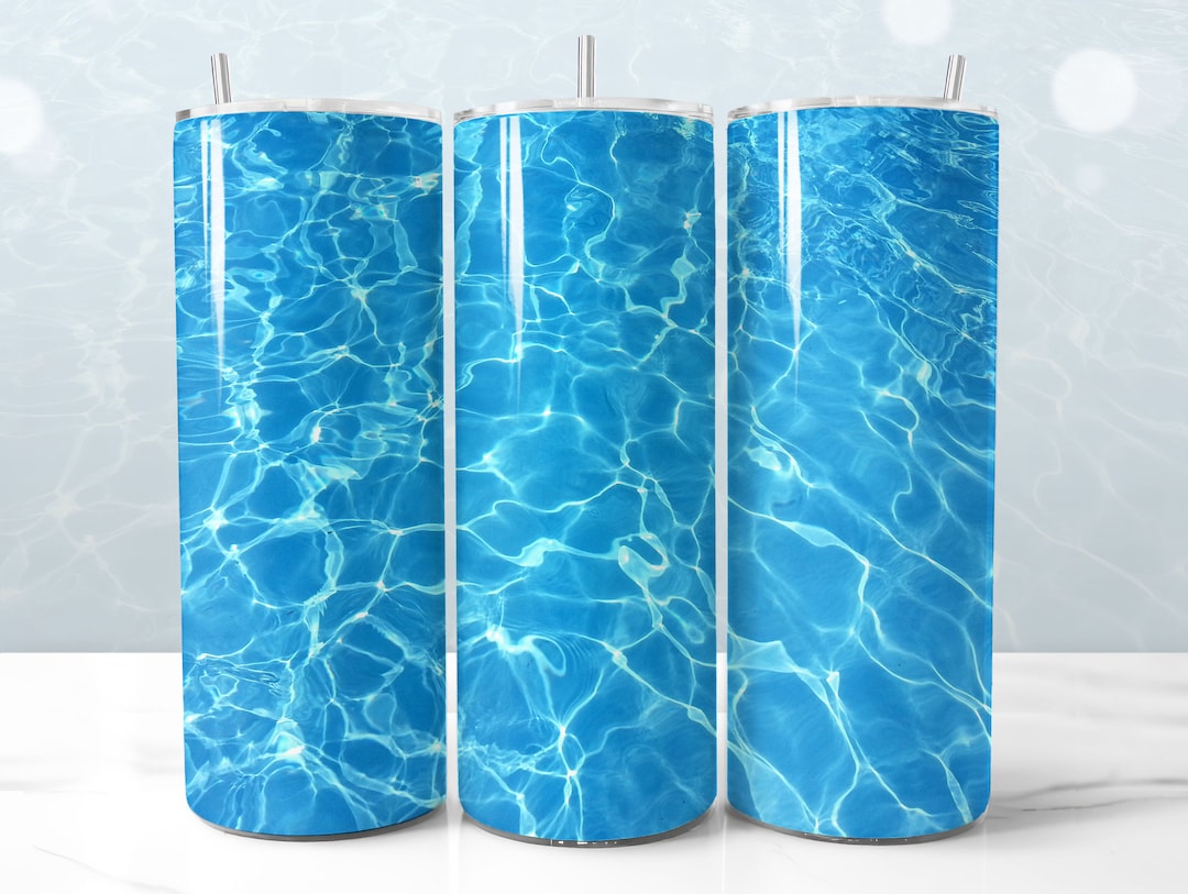 Pool Water Design for Tumbler, Blue Swimming Pool Water, STRAIGHT 20oz ...