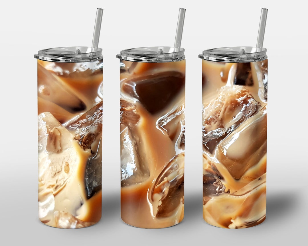 Iced Coffee Design for Tumbler, STRAIGHT 20oz Skinny Tumbler Wrap ...