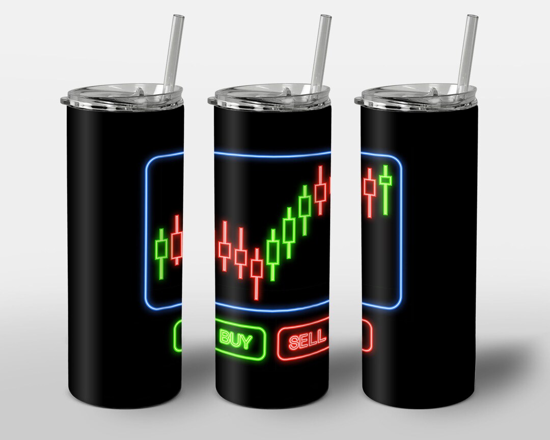 Neon Trading Chart Design for Tumbler, Forex Crypto Stocks Trading Buy ...
