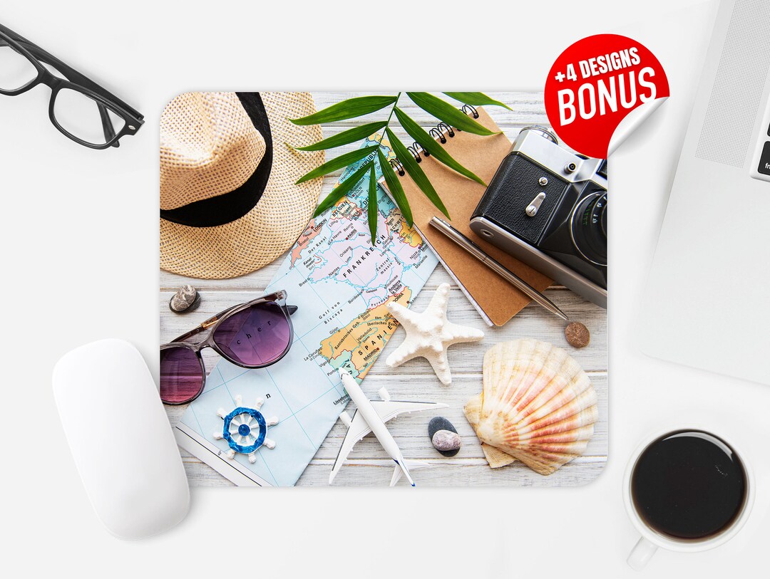 Travel Mouse Pad Sublimation Design, Realistic Traveling Map Computer ...