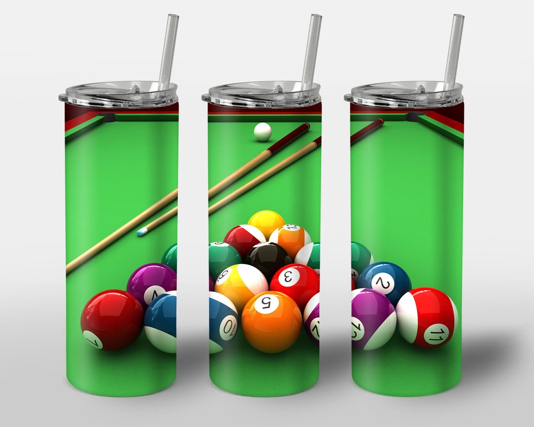 Billiard Design for Tumbler, Pool Pocket Green Table Balls, STRAIGHT ...