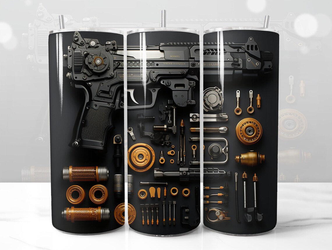 Mechanic Bullet Gun 20oz Tumbler Wrap Design, High Resolution ...