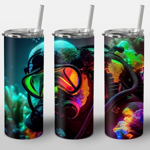 Scuba Diving Designs for Tumbler, Alcohol Ink Art, Neon Scuba ...