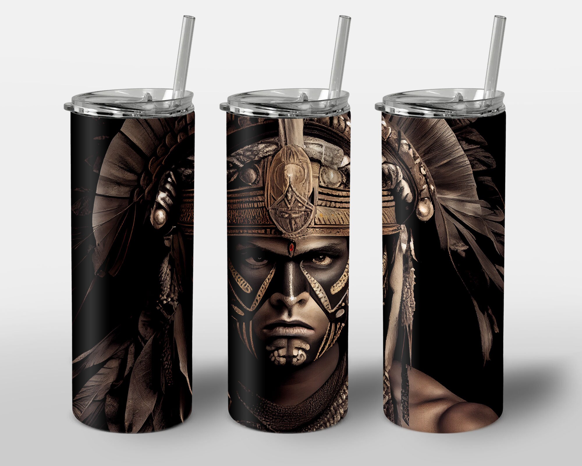 Aztec Warrior Design for Tumbler Alcohol Ink Art STRAIGHT - Etsy