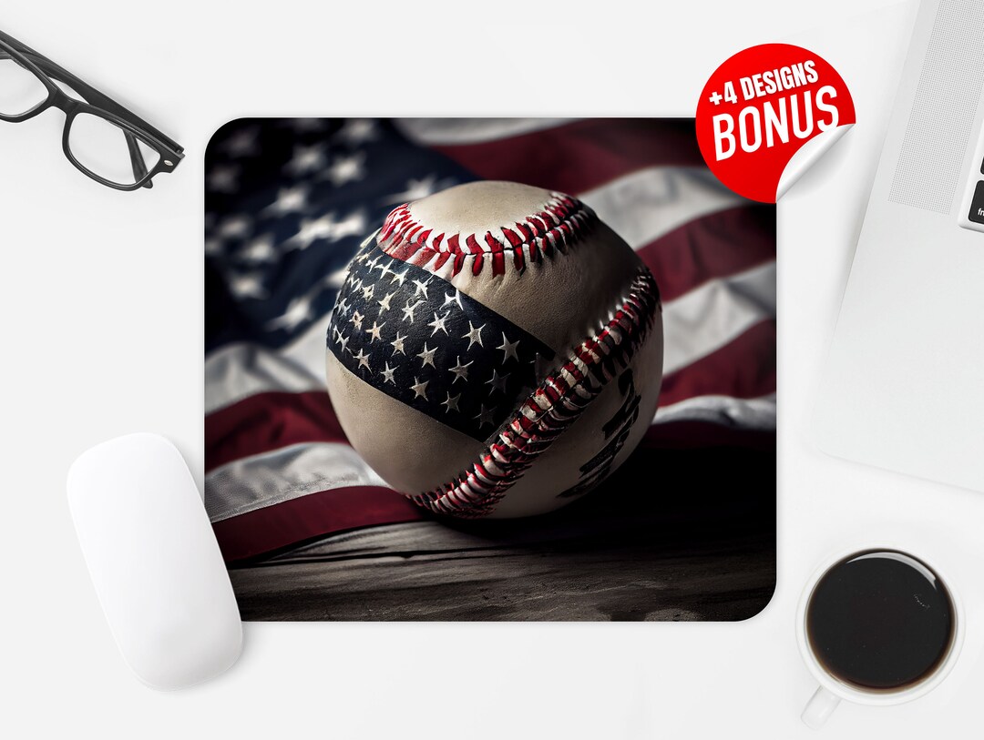 3D American Baseball Mouse Pad Sublimation Design, USA Flag Baseball ...