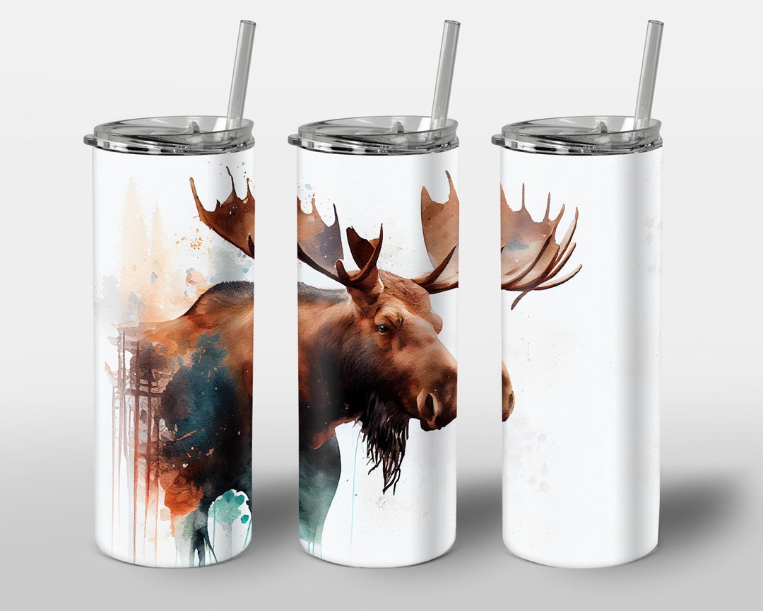 Watercolor Moose Design for Tumbler, Alcohol Ink Art, Colored Elk ...