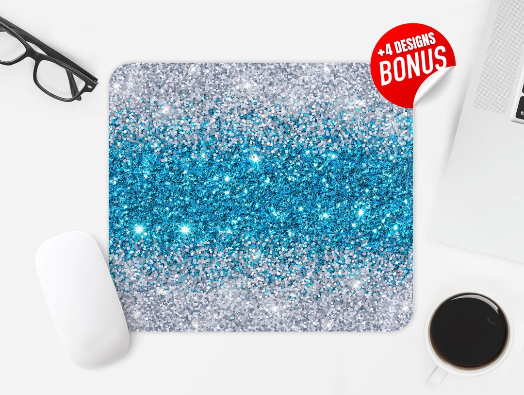 Turquoise Glitter Mouse Pad Sublimation Design, Ombre Sky Blue Glitter ...